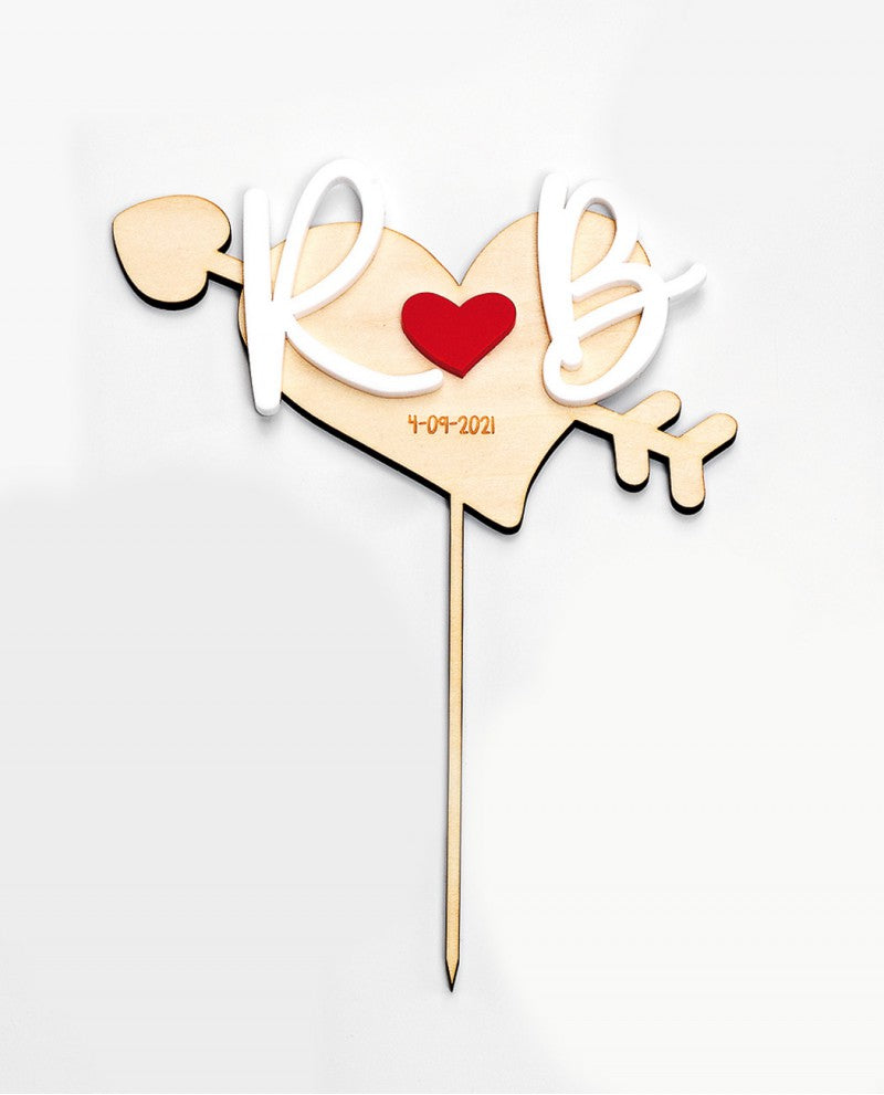 TOPPER PARA TARTA CON CORAZÓN E INICIALES PERSONALIZADO. – EL ARMARIO ...